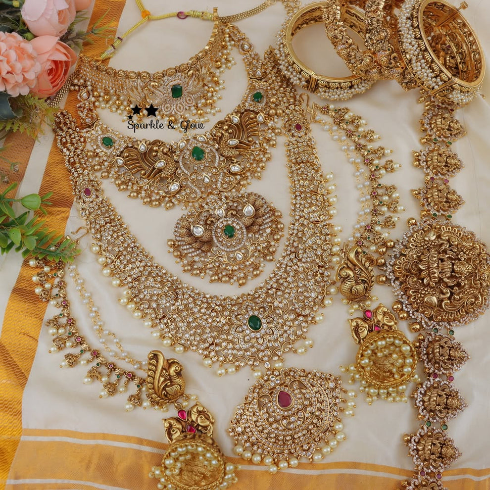 Gold Plated Bridal Jewellery Set, Wedding Collection – Varnam Jewels